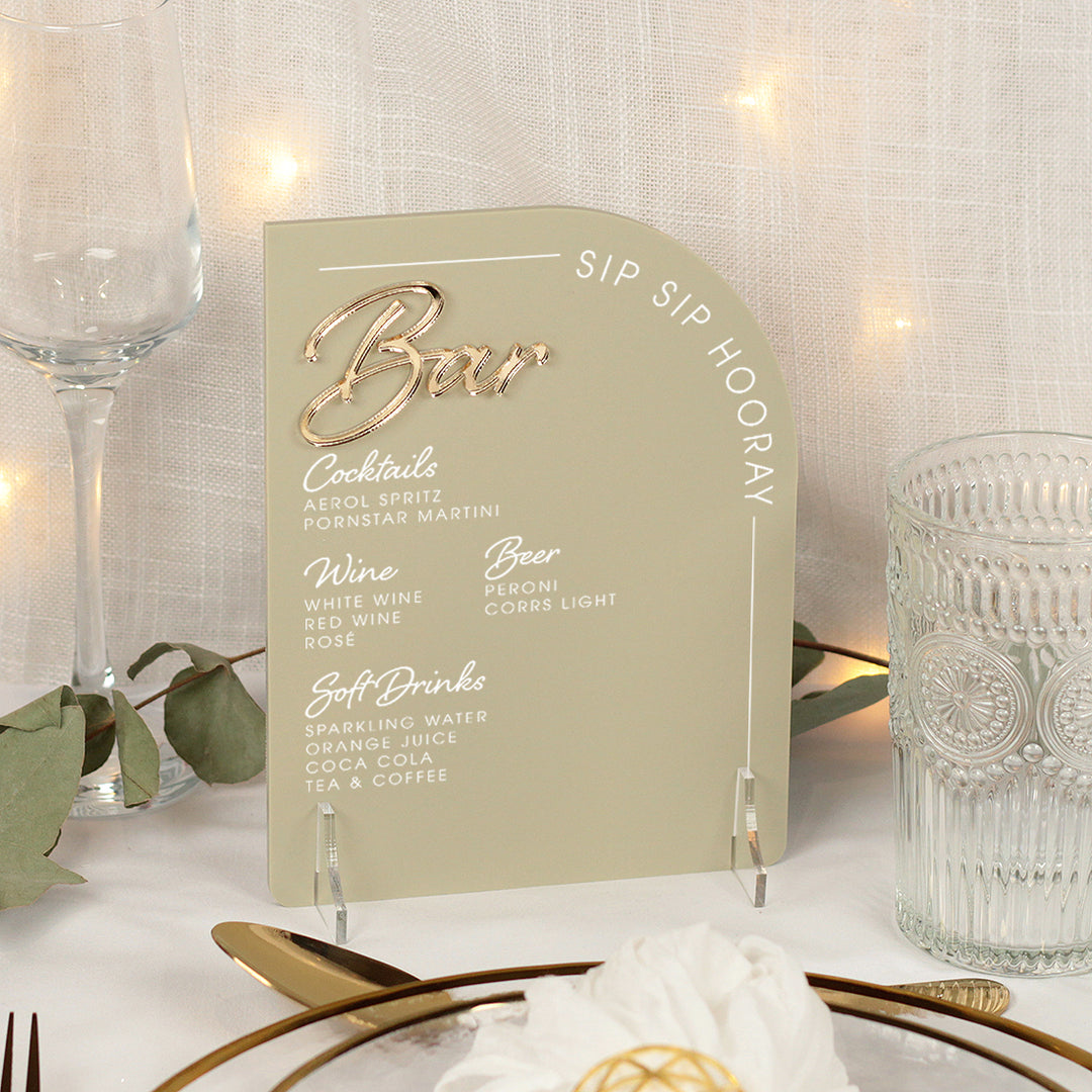 Modern Arch Acrylic Bar Sign – Weddings by Lumi