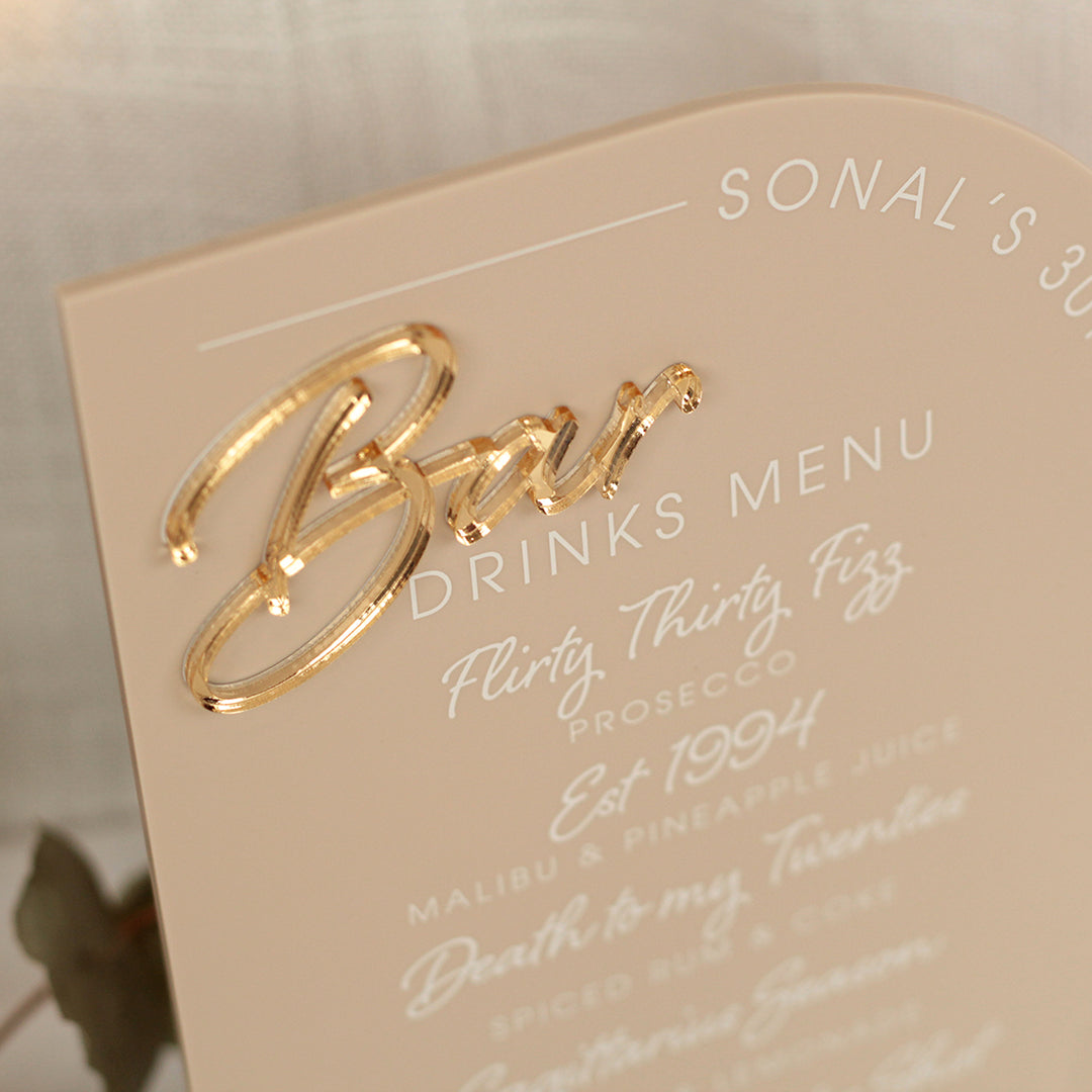 Modern Arch Acrylic Bar Sign – Weddings by Lumi