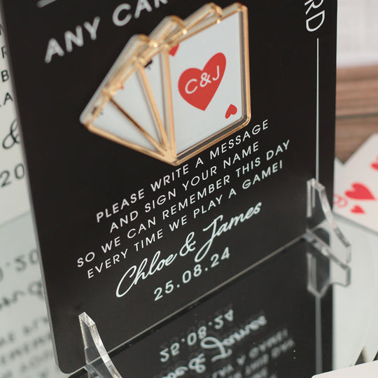 Modern Arch Playing Cards Guest Book Acrylic 3D Sign – Weddings by Lumi