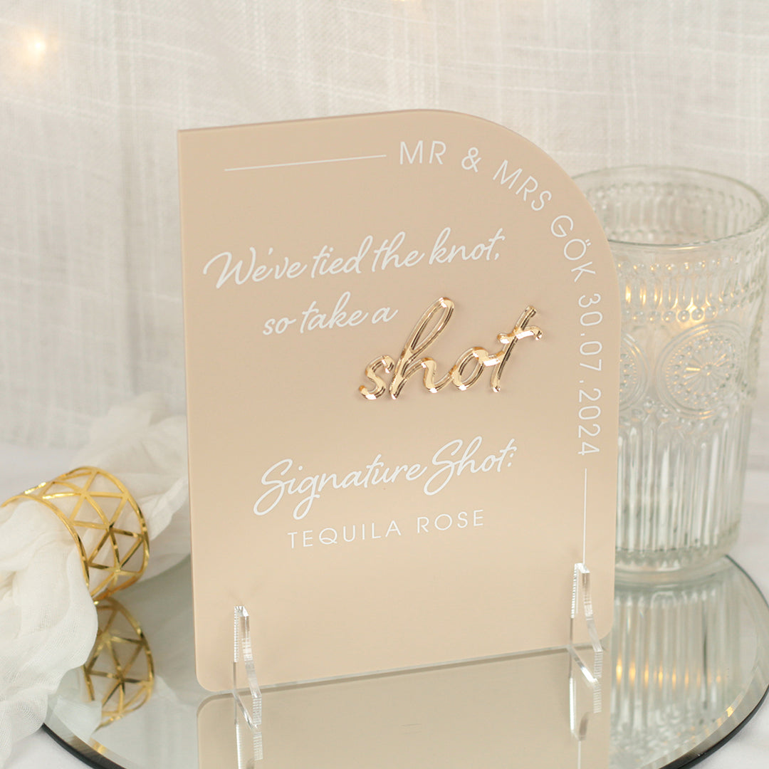 Modern Arch Acrylic Take a Shot Sign – Weddings by Lumi