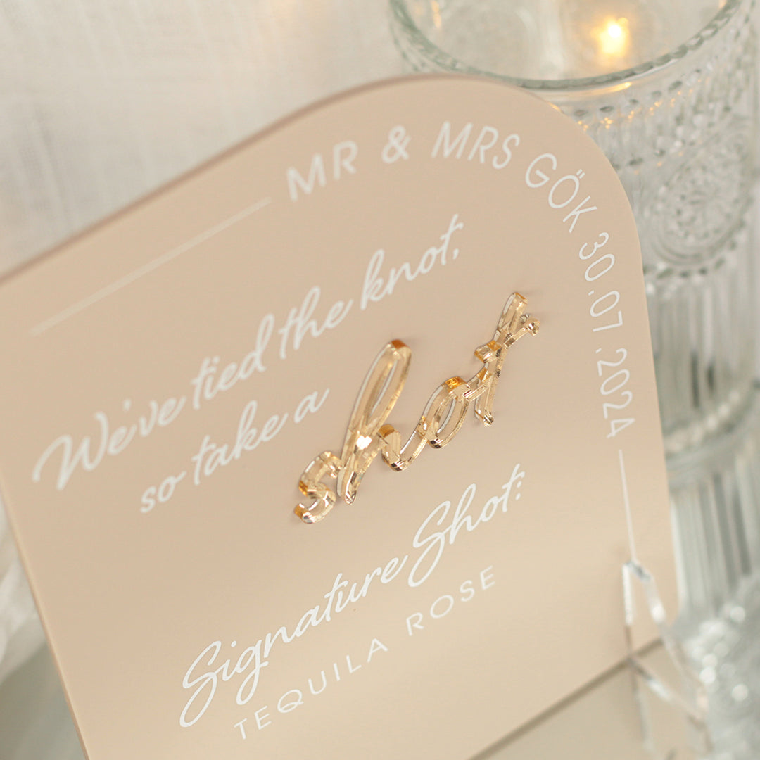 Modern Arch Acrylic Take a Shot Sign – Weddings by Lumi