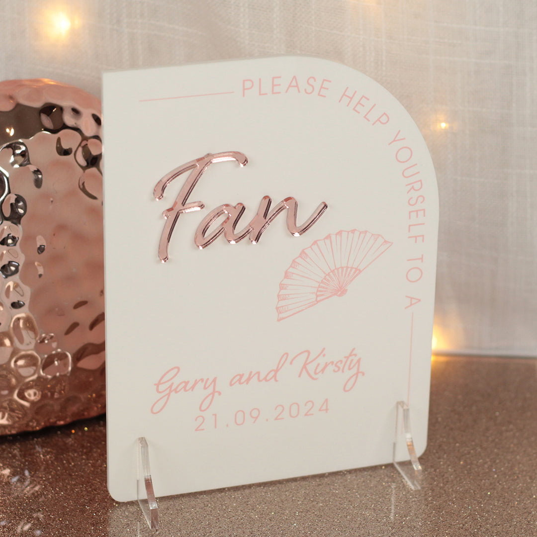 Modern Arch Wedding Fan Acrylic Sign – Weddings by Lumi