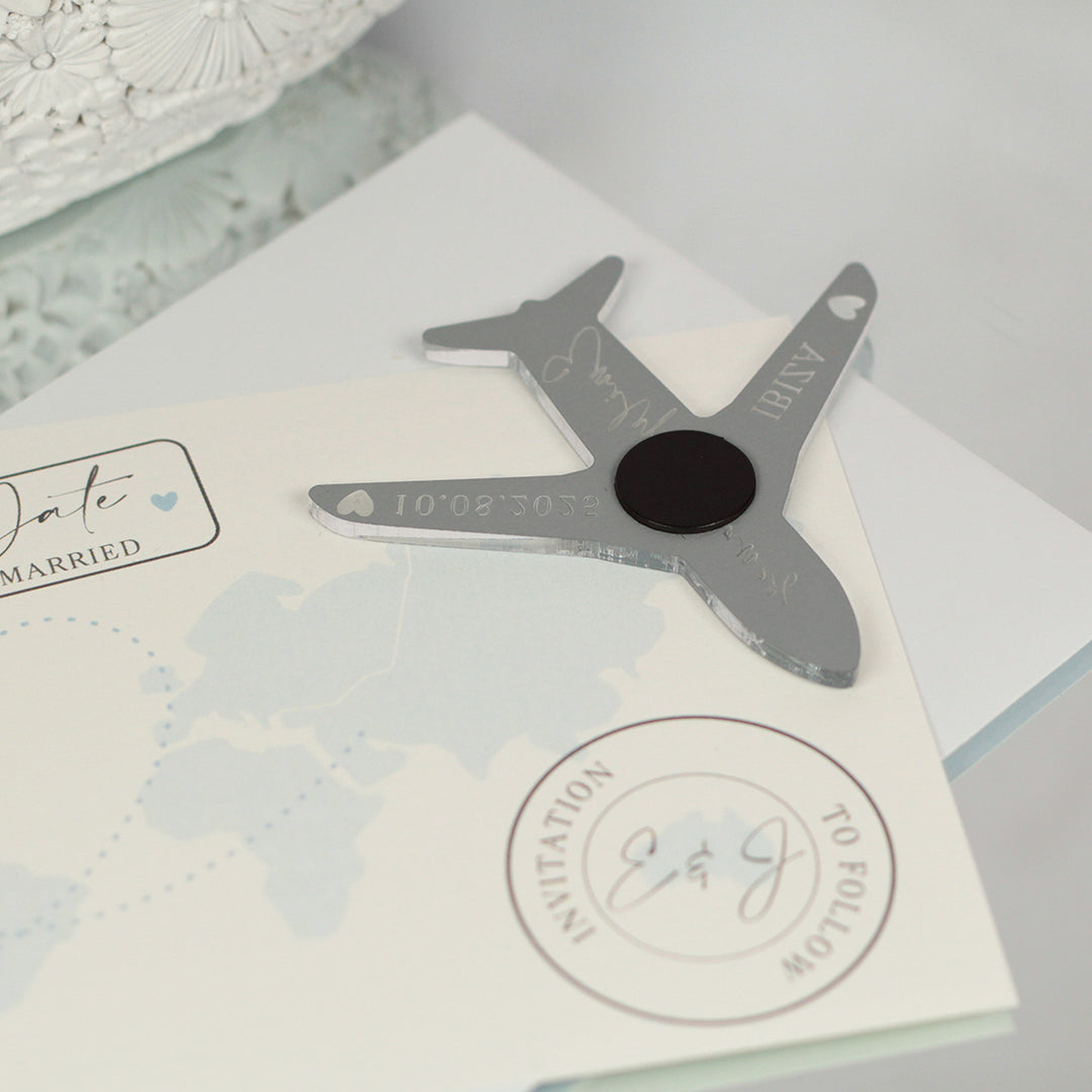 Destination Wedding World Map and Aeroplane Plane Save The Date Magnet ...