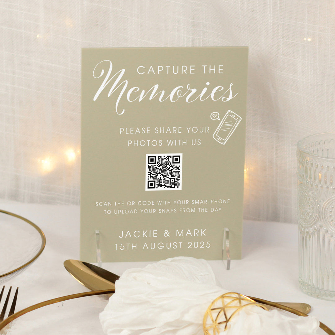 Elegant Script Pastel Acrylic QR Code Sign – Weddings by Lumi