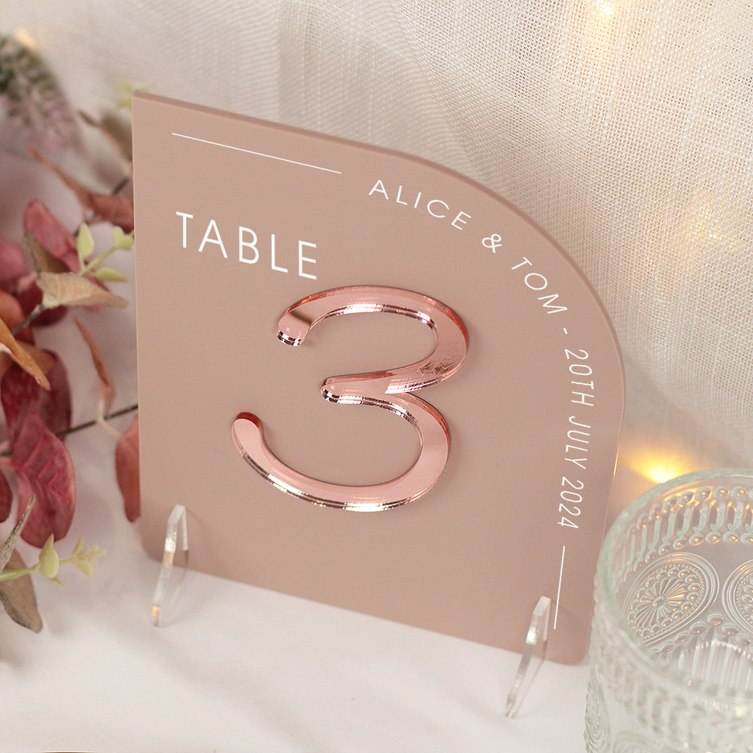 Modern Arch Table Number Acrylic Sign – Weddings by Lumi