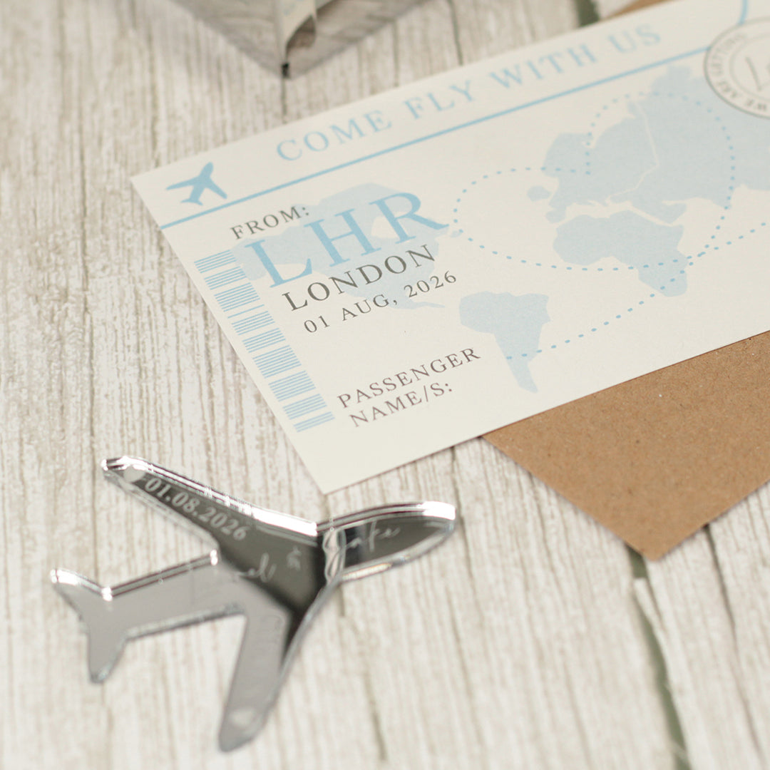 Boarding Pass Destination Wedding Invitation and Magnet – Weddings by Lumi