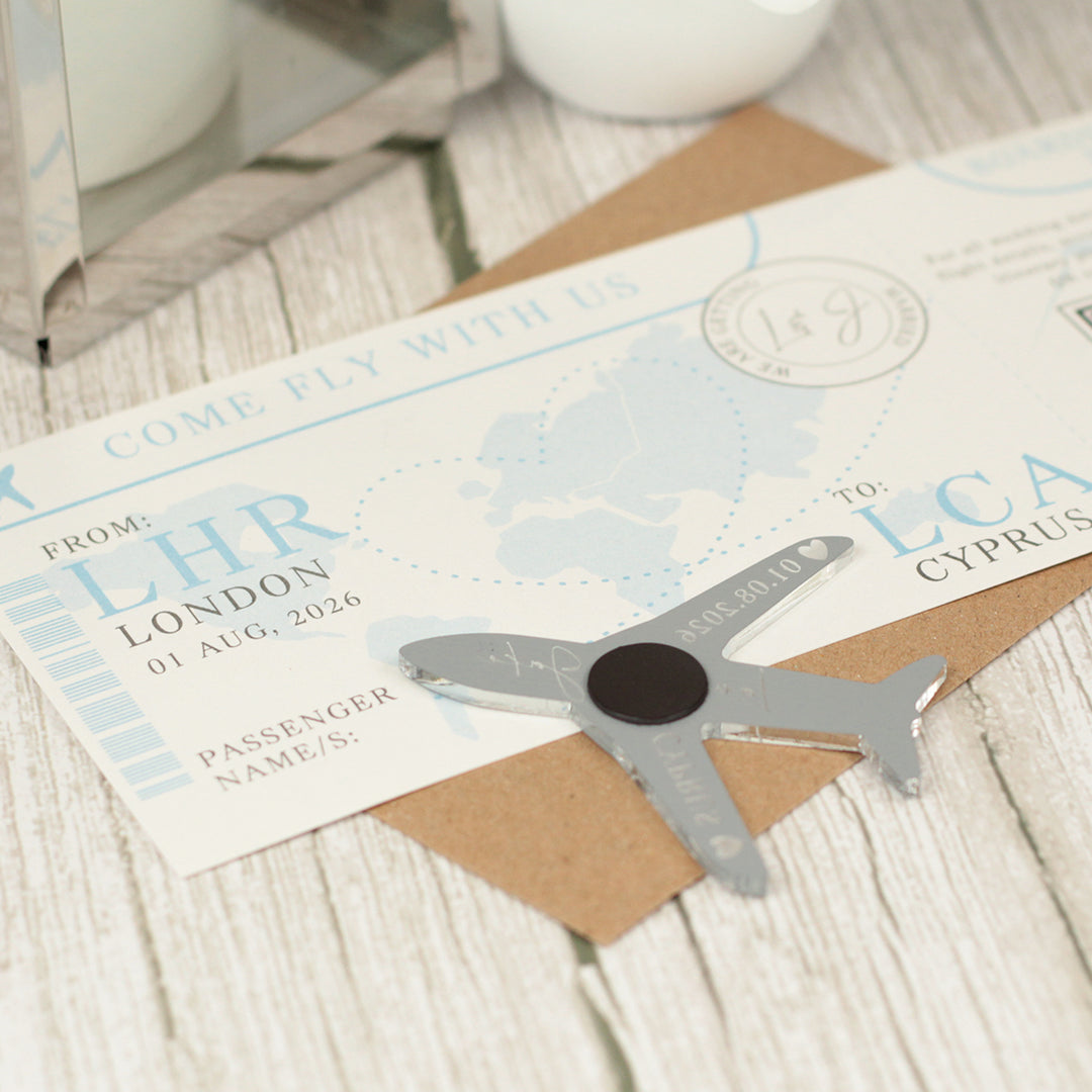 Boarding Pass Destination Wedding Invitation and Magnet – Weddings by Lumi