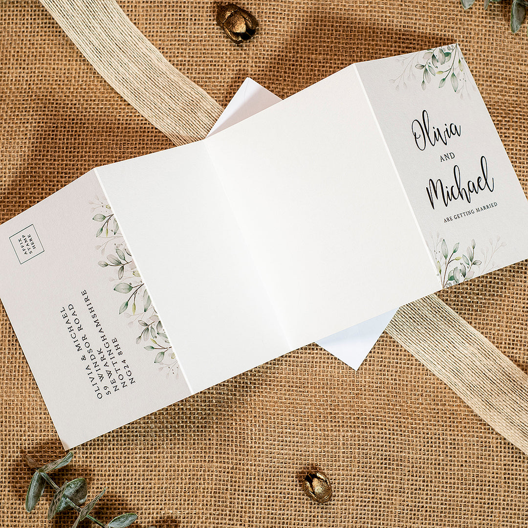 Botanical Wreath Concertina Wedding Invitation – Weddings by Lumi
