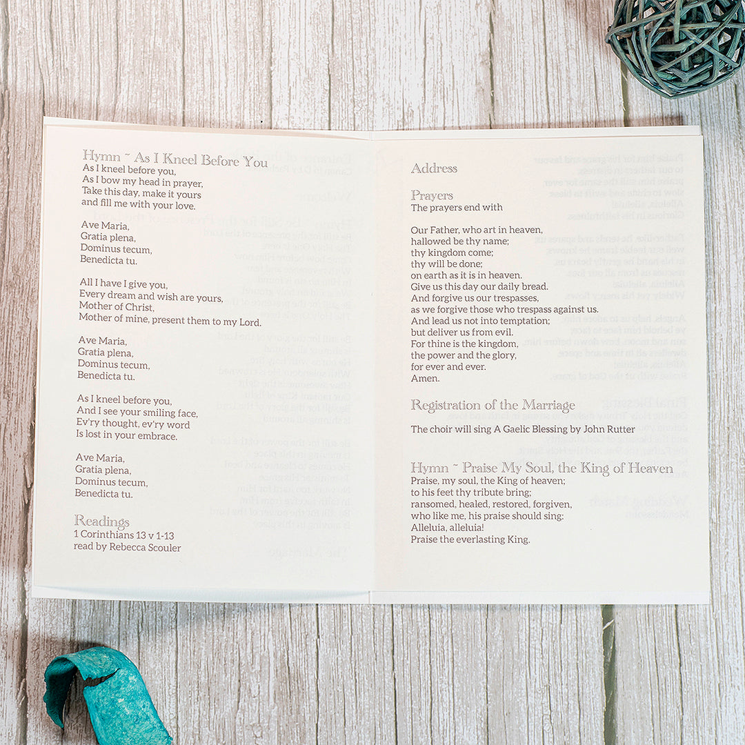 Elegance Order of Service or Day Booklet – Weddings by Lumi